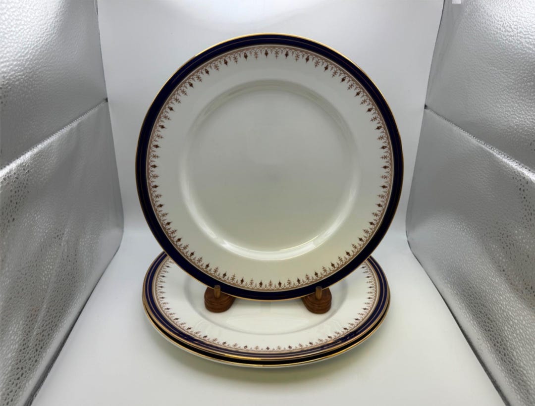 Set of 3 Aynsley Bone China LEIGHTON Cobalt Dinner Plates - Etsy