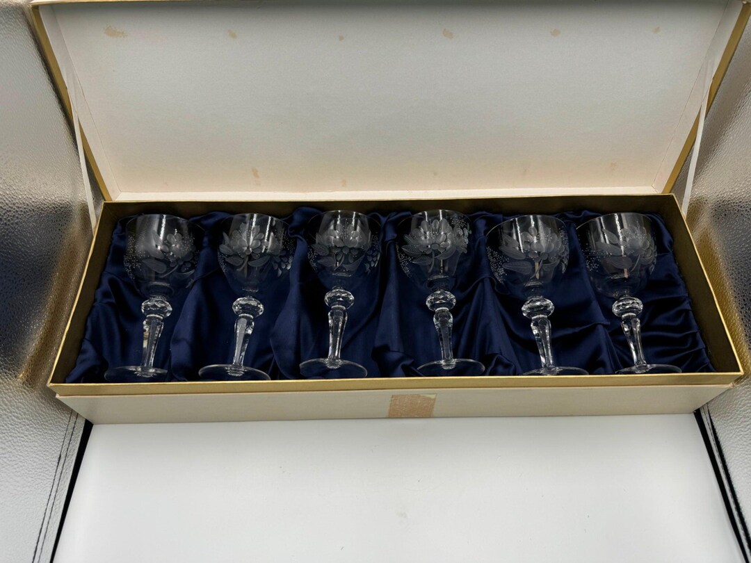 Set of 6 Incredible Rare Meissen Crystal Floral Bouquet Claret Wine ...