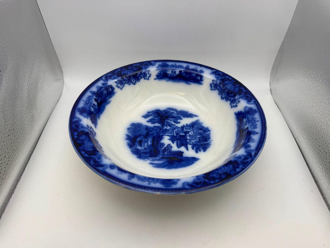 Antique Grindley SHANGHAI Flow Blue 10 1/8" Round Vegetable Serving ...