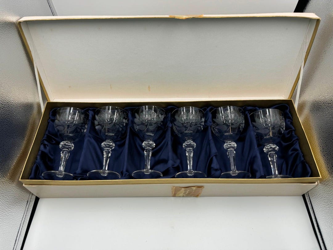 Set of 6 Incredible Rare Meissen Crystal Floral Bouquet Claret Wine ...