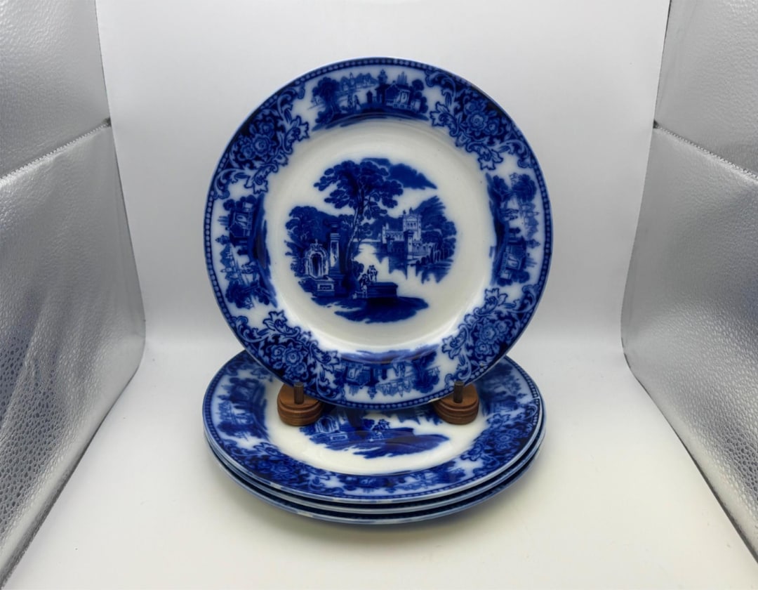 Set of 4 Antique Grindley SHANGHAI Flow Blue Luncheon Plates - Etsy