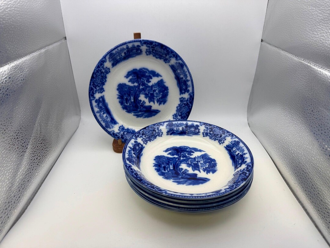 Set of 6 Antique Grindley SHANGHAI Flow Blue Coupe Soup Bowls - Etsy