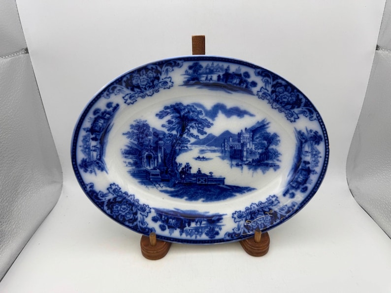 Antique Grindley SHANGHAI Flow Blue 10" Oval Serving Platter - Etsy