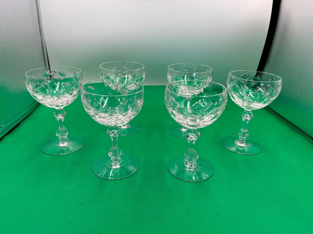 Set 6 Tiffin - Franciscan Crystal ROYAL SPLENDOR Champagne / Sherbet ...