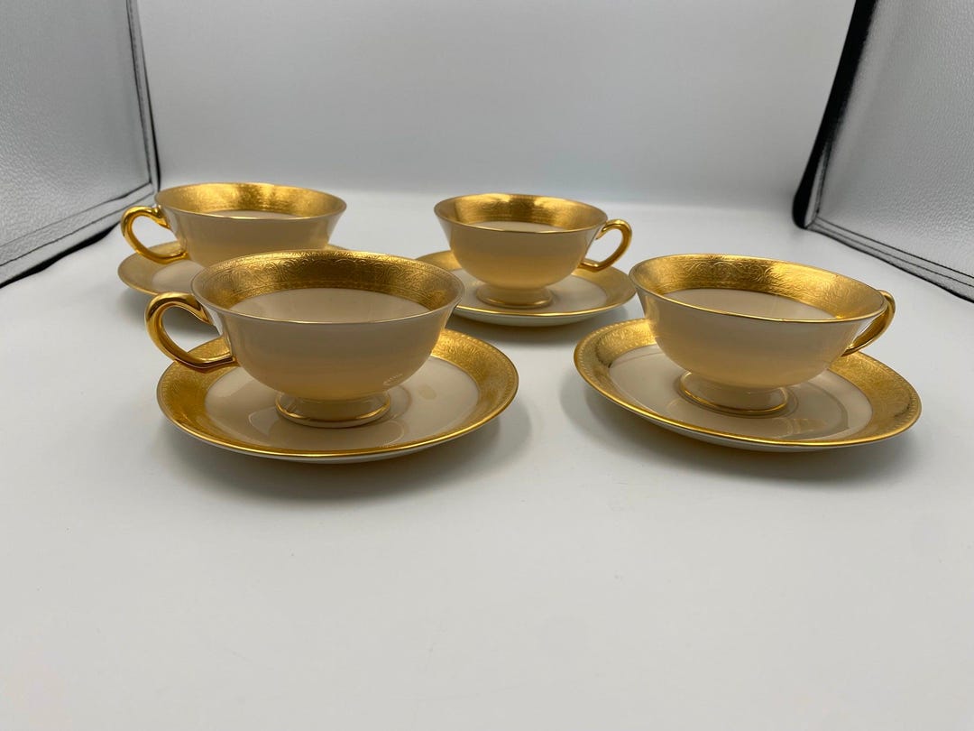 Set of 4 X Lenox WESTCHESTER Gold Marks Cups & Saucers - Etsy