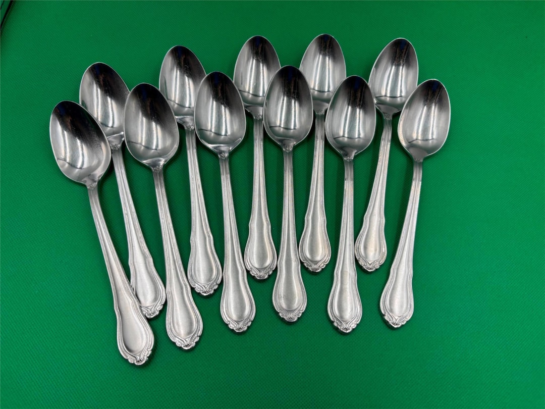 Set of 11 X Hampton Stainless Steel LAUREN Frosted Oval Soup / Dessert ...