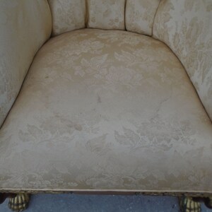 Asian Carved Lion Foo Dog Head Lounge Chair Gold Paw Feet Hollywood ...