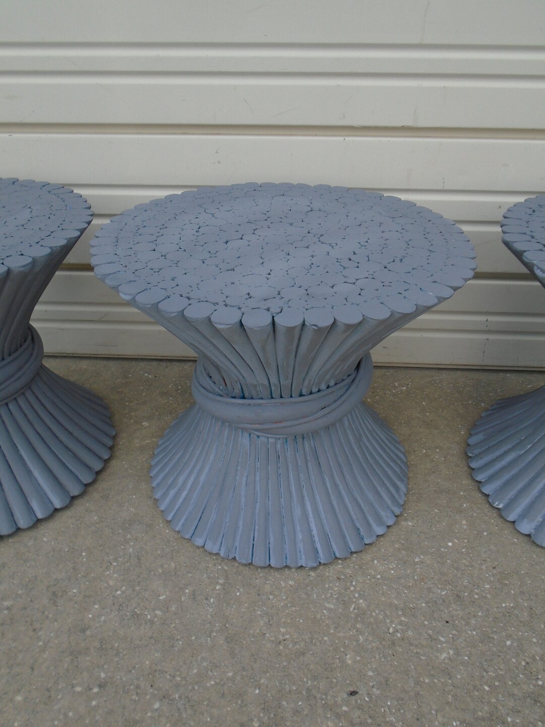 1 of 2 3 Pair Bamboo Sheaf of Wheat End Table Side Hollywood Regency ...