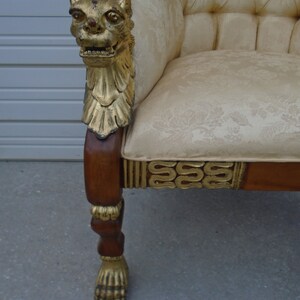 Asian Carved Lion Foo Dog Head Lounge Chair Gold Paw Feet Hollywood ...