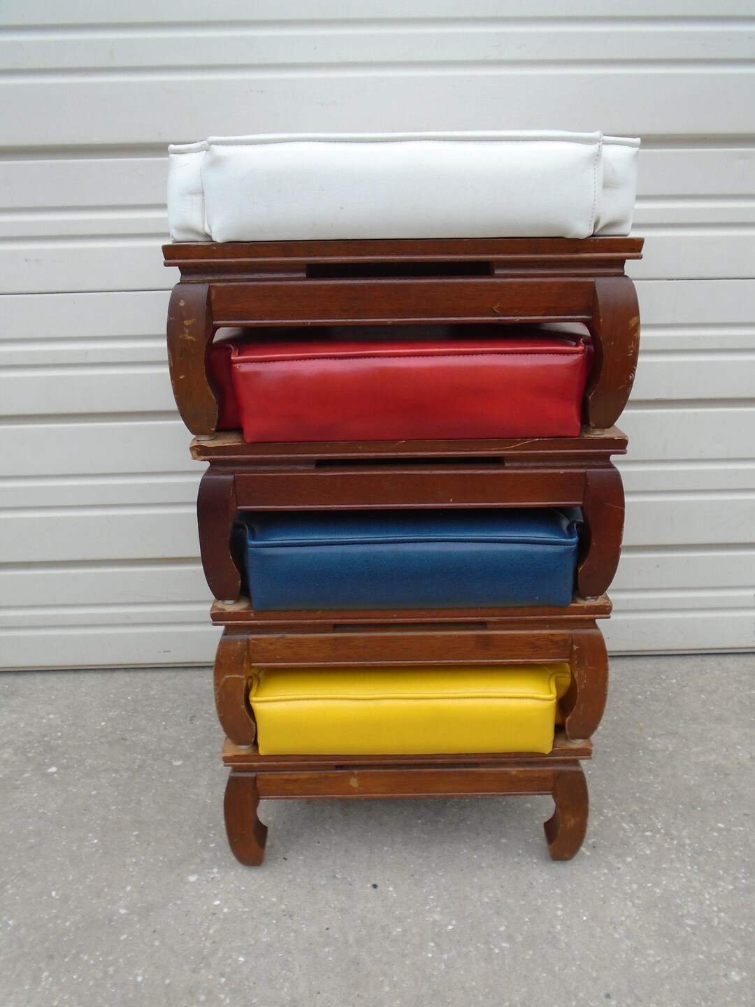 All Set 4 Stackable Footstools Footrests Low Mid Century Modern Regency ...