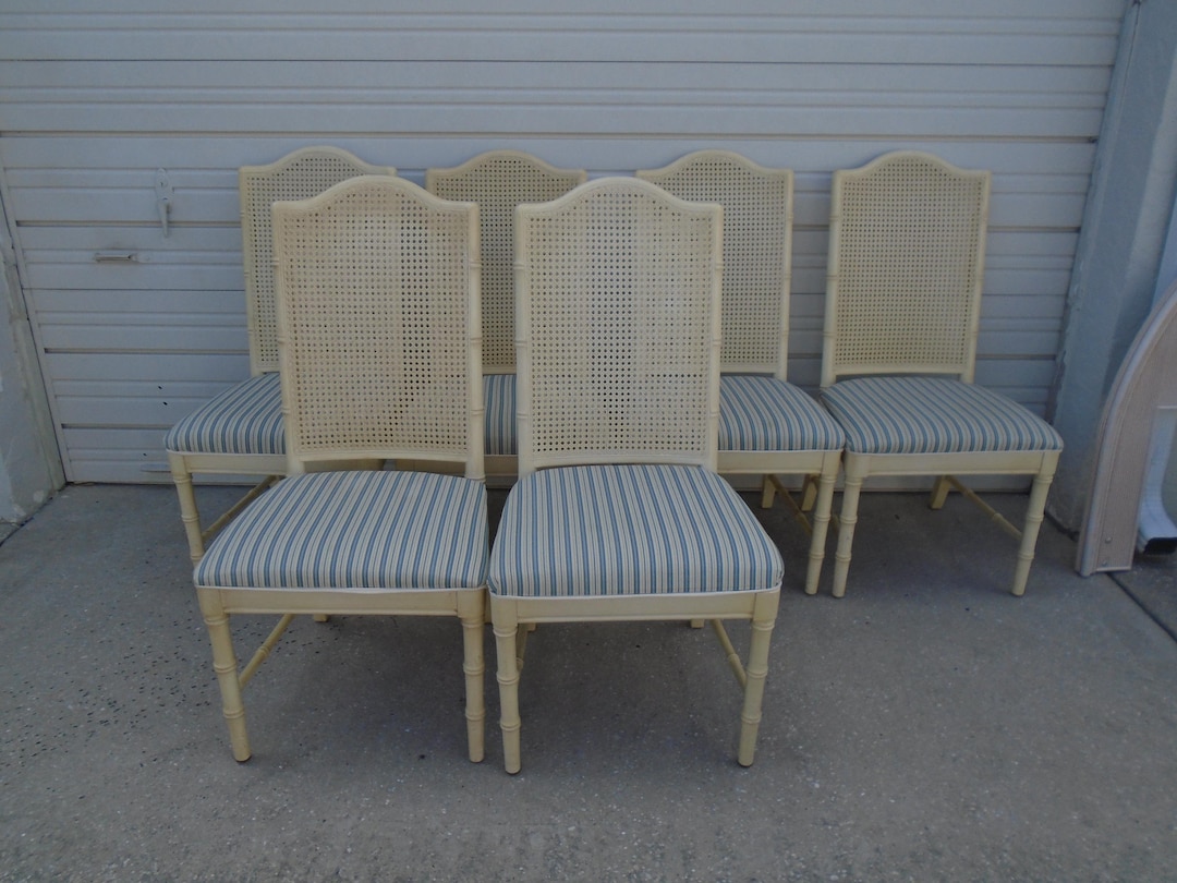 Set 6 Dining Chairs Faux Bamboo Dixie Aloha Regency Palm Beach Boho ...