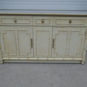 Thomasville Faux Bamboo Buffet Sideboard Bar Console Hollywood Regency ...