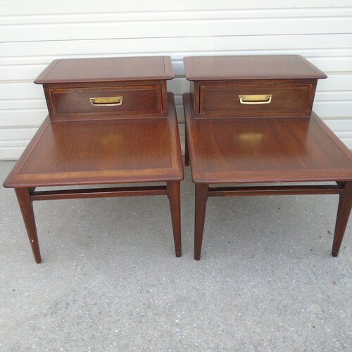 Mid Century Modern Lane Side Table Walnut Nightstand With - Etsy