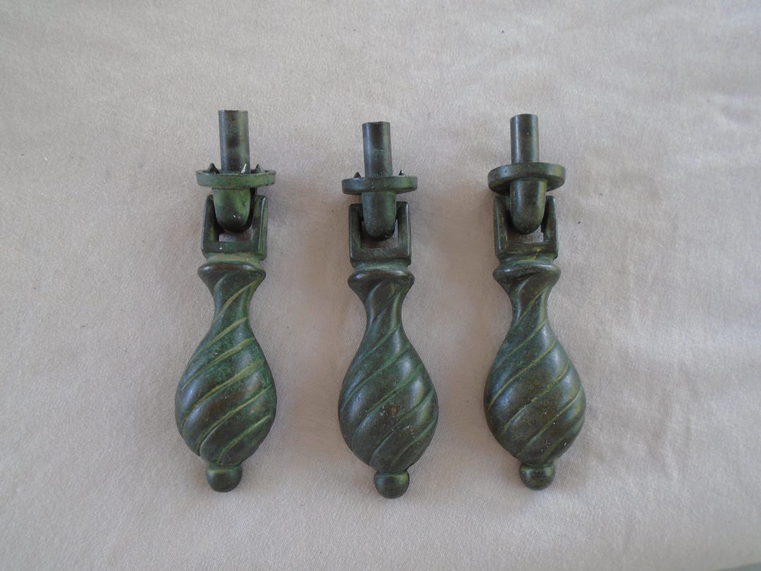 Lot 3 Teardrop Pendant Drop Ball Pull Handle Knob Brass Vintage ...