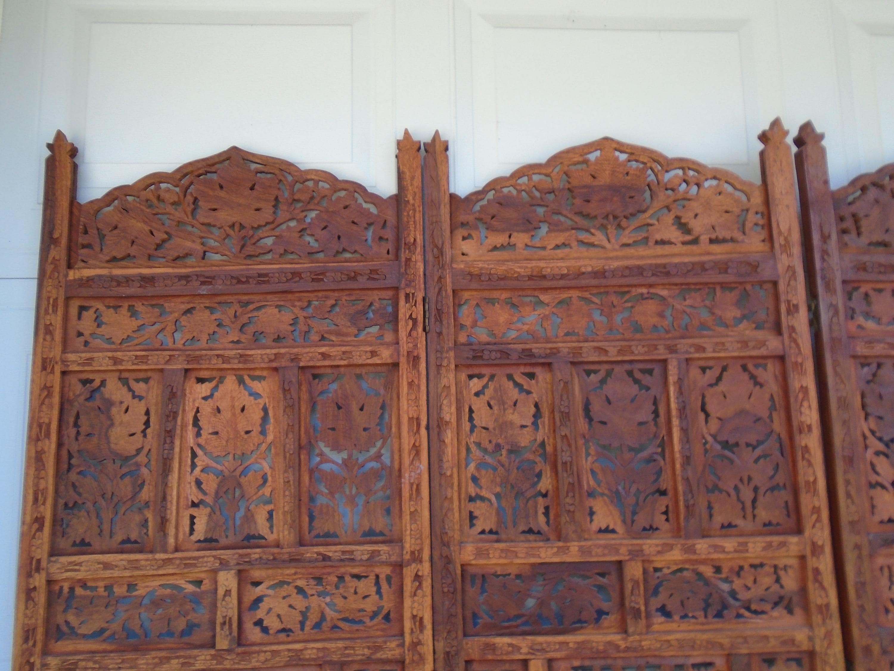 Moroccan Screen Room Divider Indian Carved Wood Partition Folding Asian ...