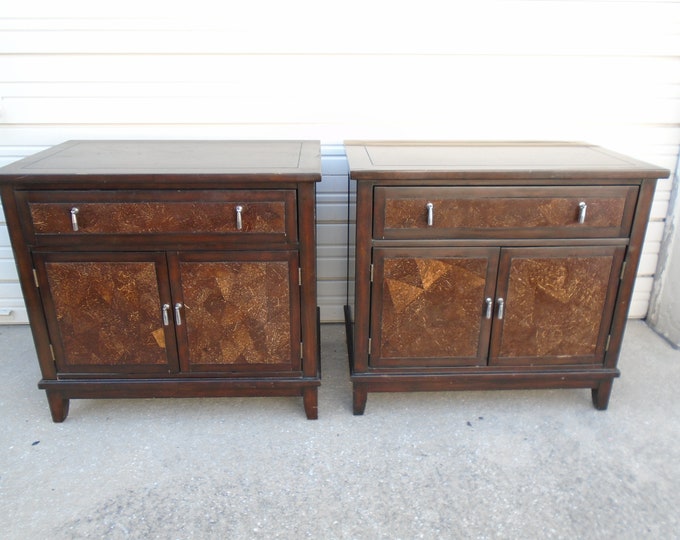 Tortoise Coconut Shell Set 2 Bachelor Chest of Drawers LG Nightstands ...