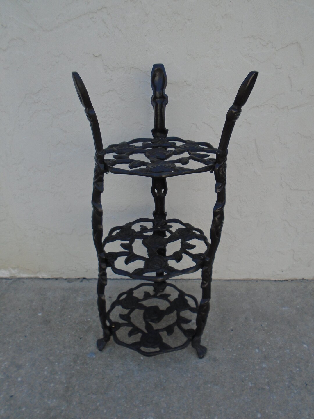 Rose Metal Plant Stand Side Table Three Tier Plant Stand Hollywood ...