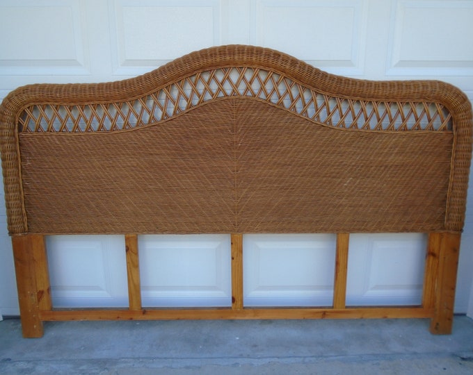 Trellis Wicker King Size Headboard Rattan Modern Tropical East West ...
