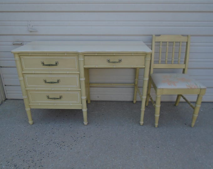 Faux Bamboo Real Henry Link Desk + Chair Writer's Writing Hollywood ...