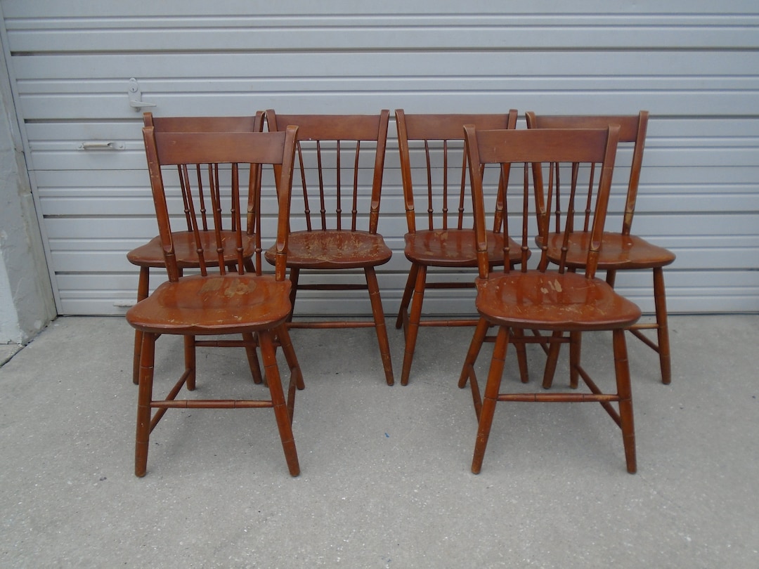 Whitney Set 6 Dining Chairs Maple Farm Country Hitchcock STY Craftsman ...
