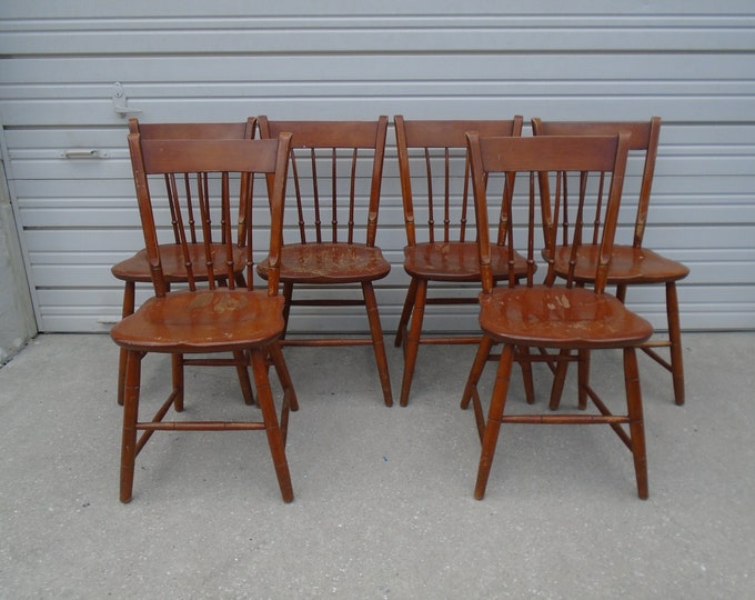 Whitney Set 6 Dining Chairs Maple Farm Country Hitchcock STY Craftsman ...