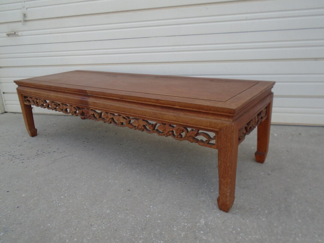 Carved Asian Ornate Fretwork Coffee Table Pagoda Tibetan Regency ...