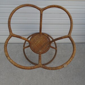 Vintage Wicker Dining Table BASE Flower Clover Rounded Rattan Tropical ...