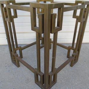 Greek Key Art Deco Table Base Center Coffee or Side End Metal Hollywood ...