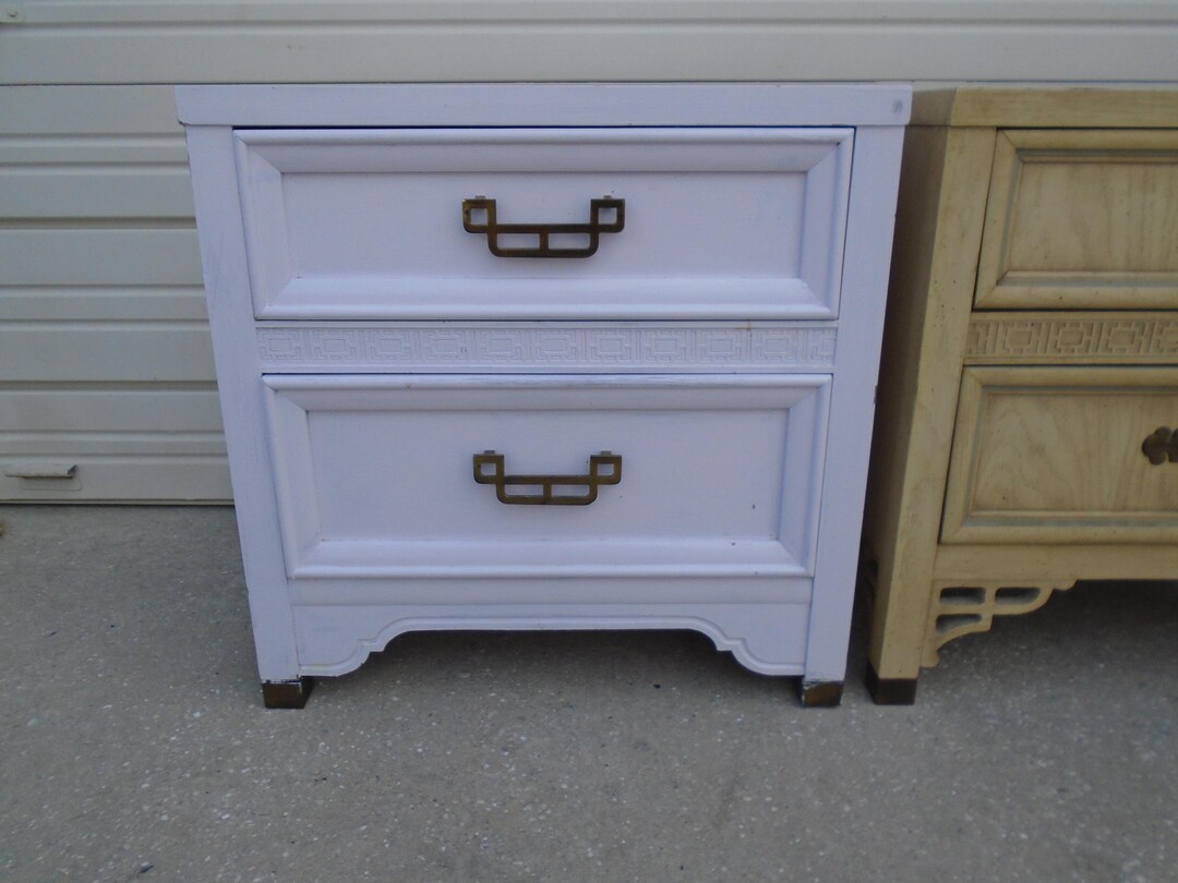 Asian Henry Link Mandarin Nightstand Bed Side Table Hollywood Regency ...