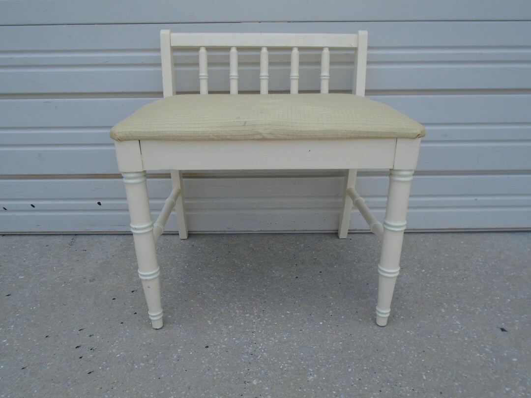 RARE Henry Link Faux Bamboo Vanity Bench Stool Chair Desk Hollywood ...