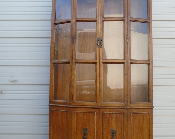 Rare Faux Bamboo China Cabinet Moroccan Feel Hutch Hollywood Regency ...