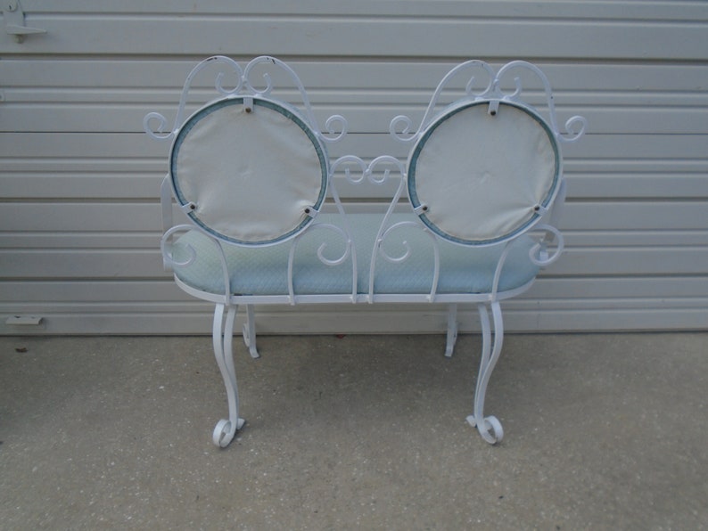 Vintage Small Ice Cream Parlor Wrought Iron Double Bench Seat Double ...