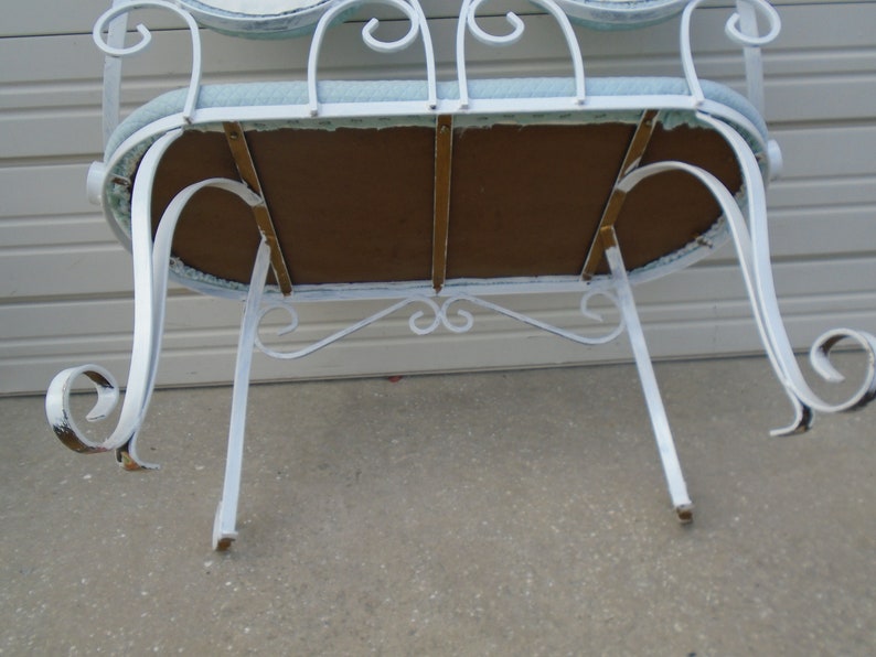 Vintage Small Ice Cream Parlor Wrought Iron Double Bench Seat Double ...