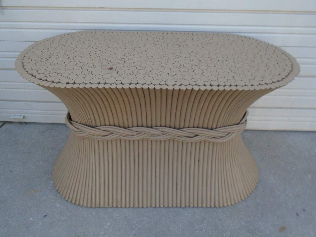 Bamboo Sheaf of Wheat Dining Table BASE Dinette Rattan Hollywood ...