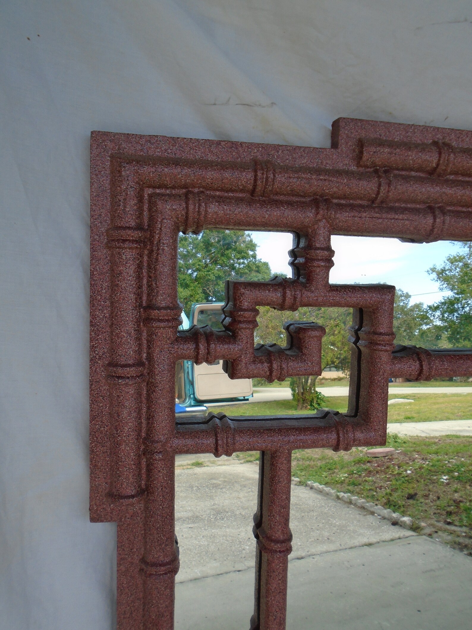 LG Faux Bamboo Mirror Greek Key Fretwork Asian Chippendale Art Deco ...