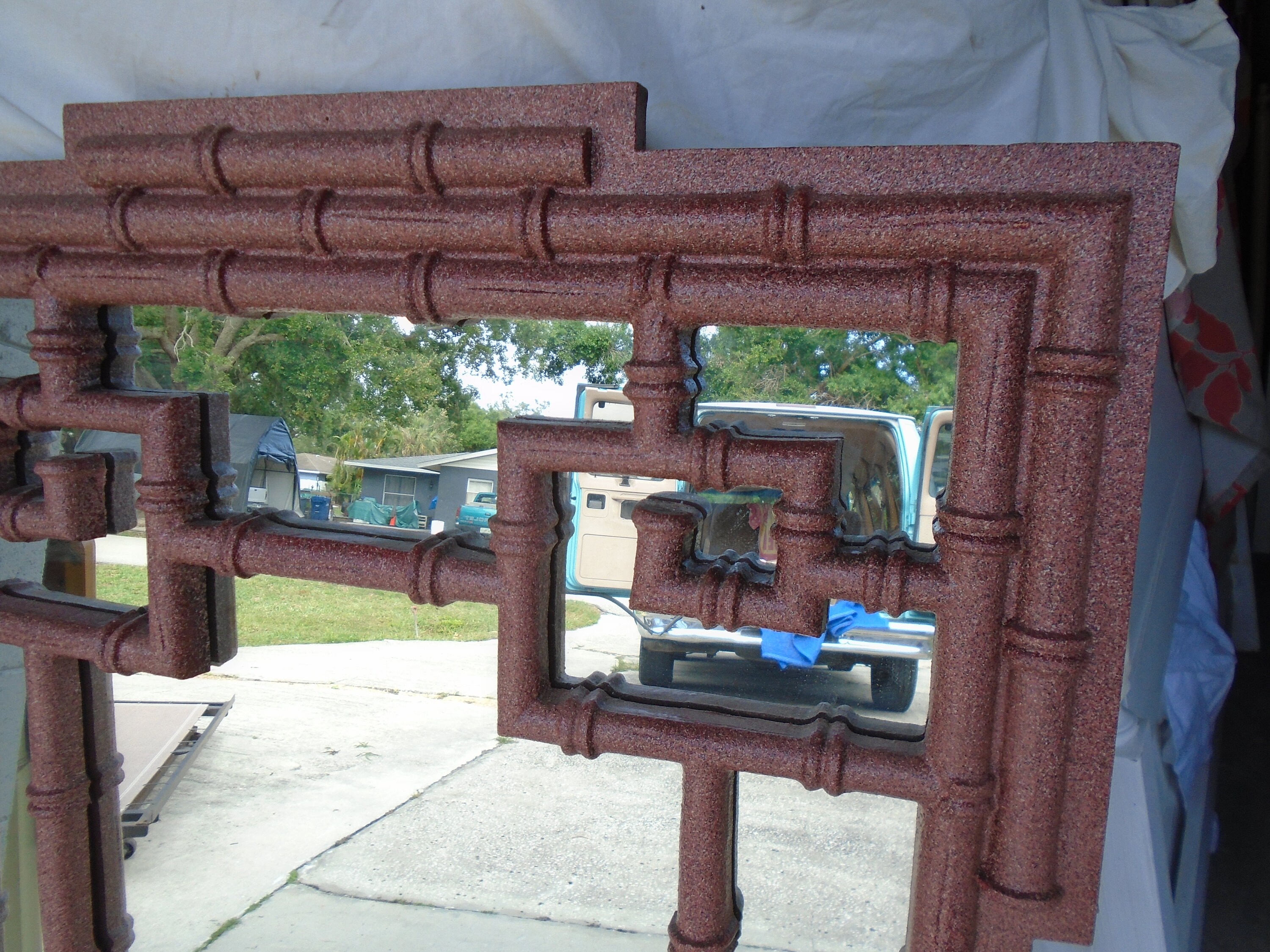 LG Faux Bamboo Mirror Greek Key Fretwork Asian Chippendale Art Deco ...