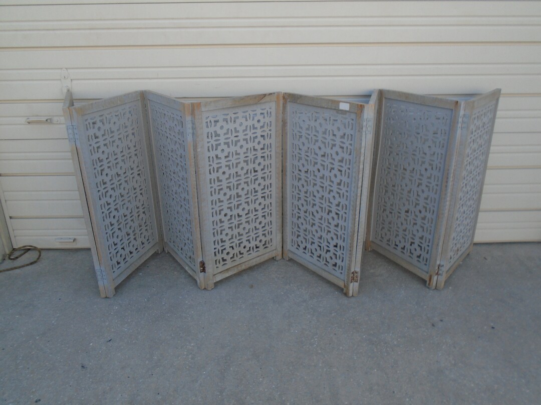 Low Moroccan Screen Window Room Divider Indian Carved Wood Partition ...