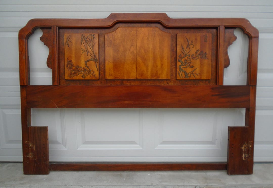 Asian Queen Size Headboard Chinoiserie Bassett Japanese Scenes Regency ...