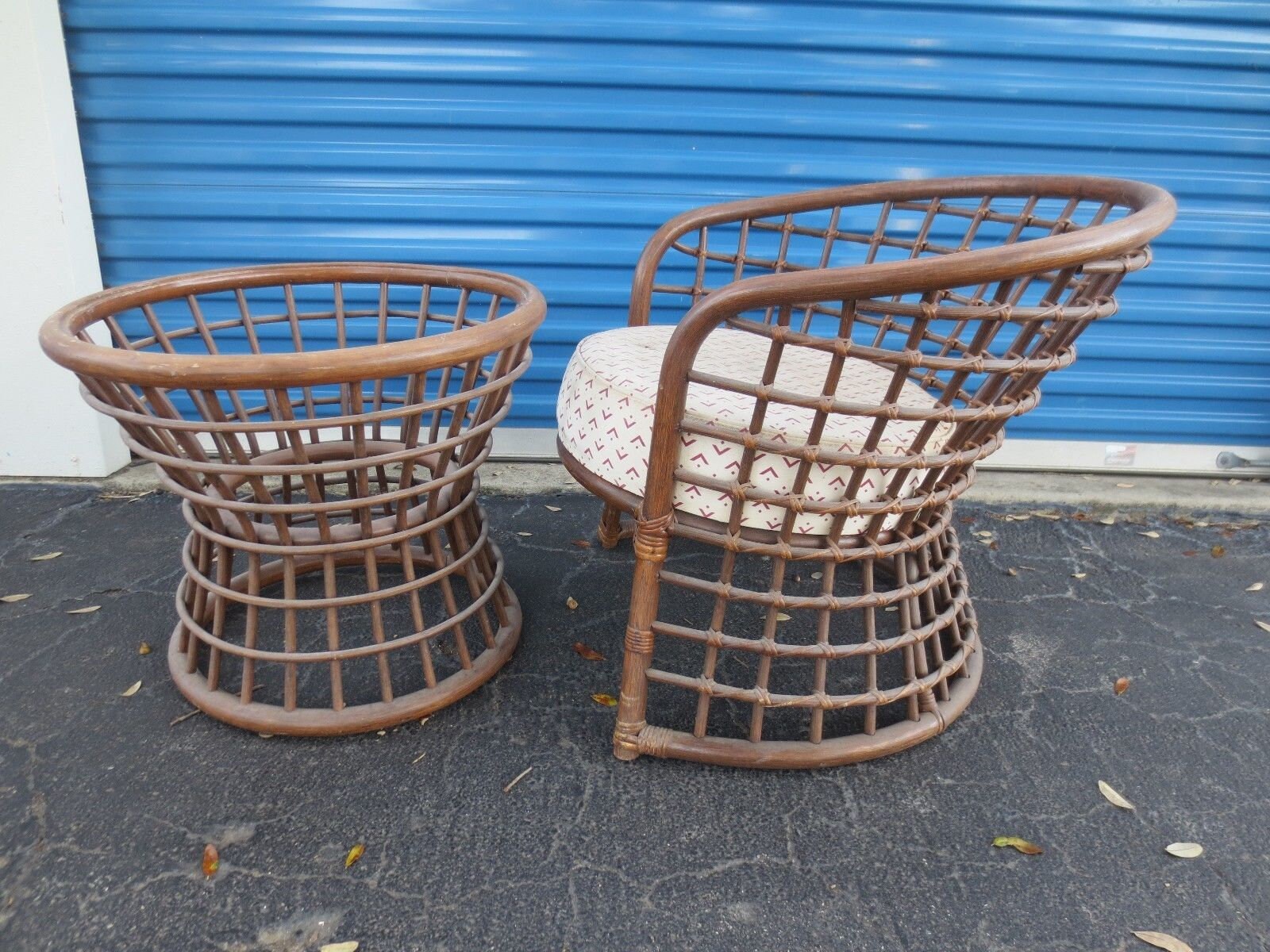 Fretwork Bamboo Barrel Chair Trellis Hollywood Regency Wicker Bucket Rattan Palm Beach Mid century Modern Cottage Patio Lanai Chippendale Etsy UK