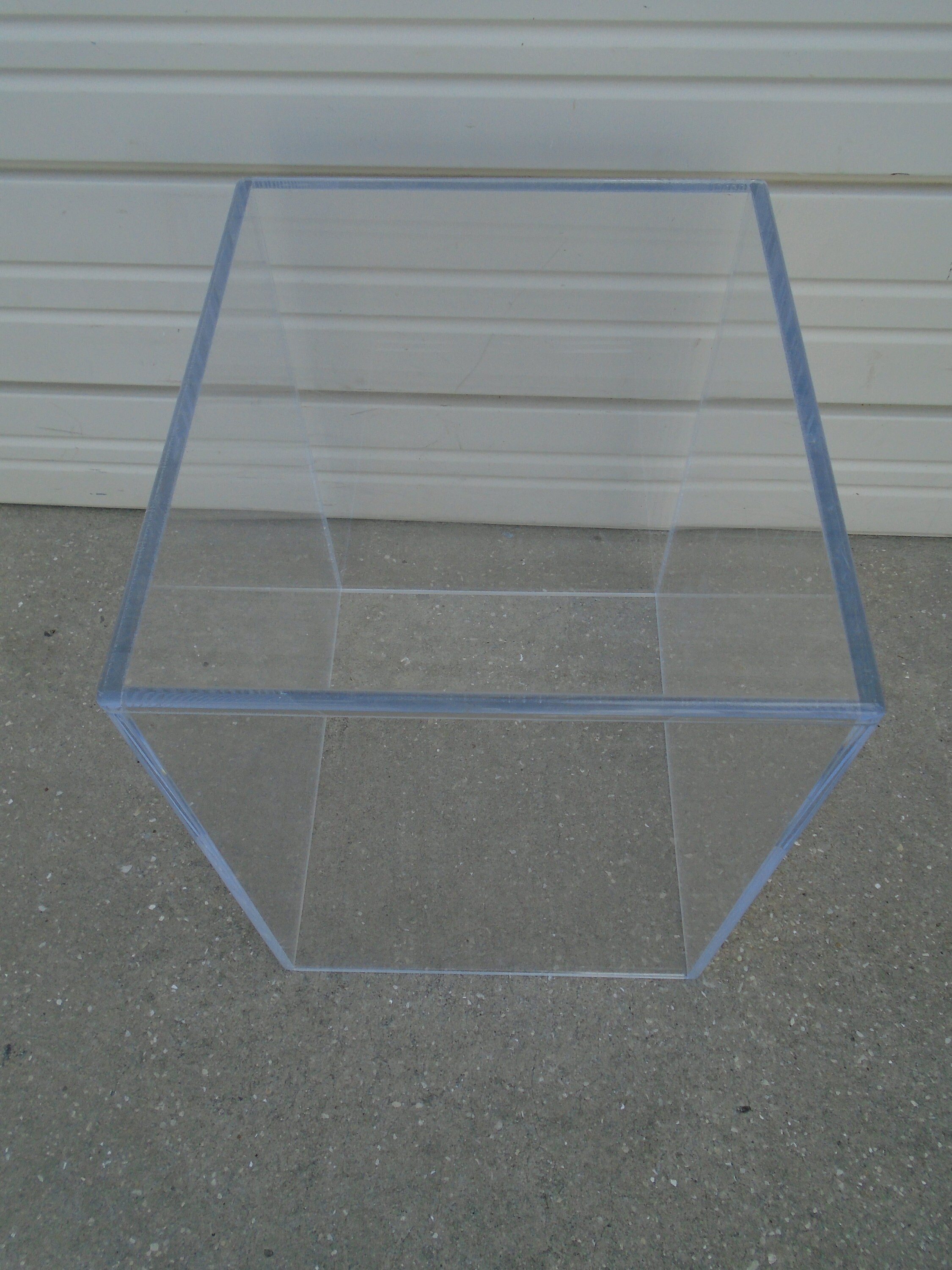 Lucite End Table Cube Pedestal Stand Plant Acrylic Mid Century Modern ...