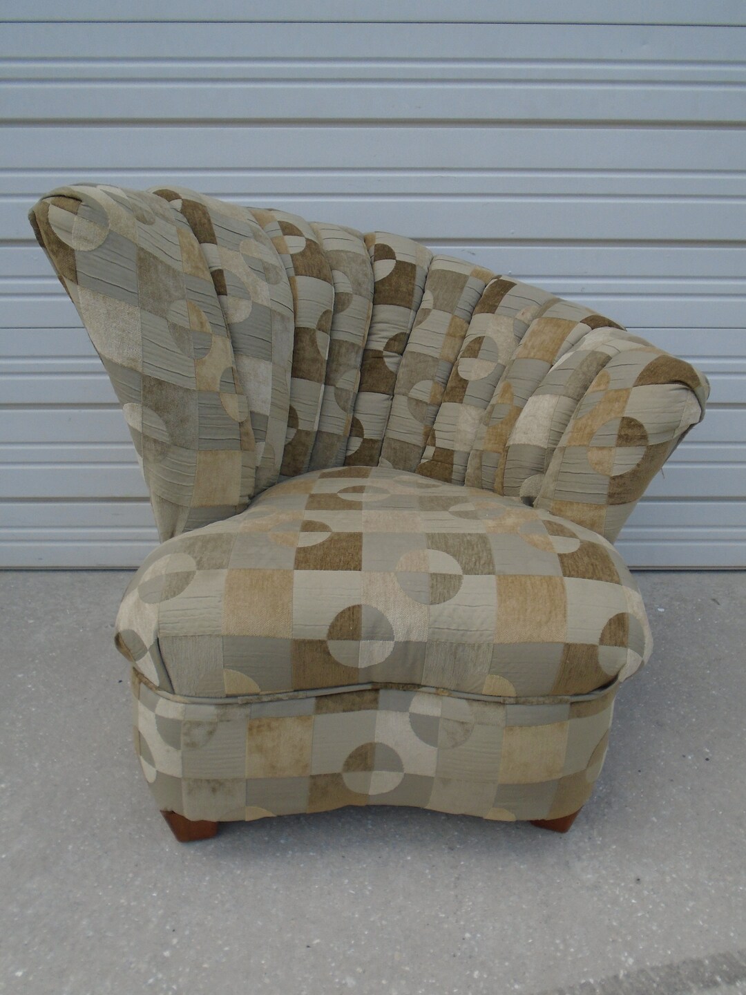 1 Asymmetrical Back Lounge Chair Art Deco Clam Back Shell Opposite ...