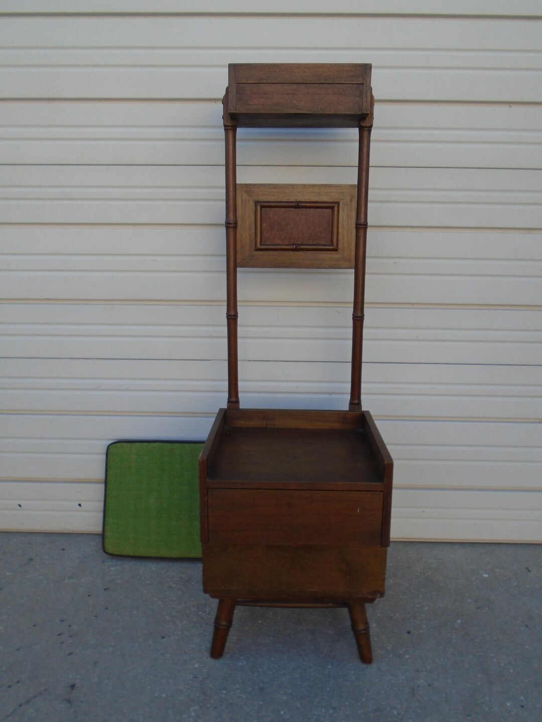 Rare Faux Bamboo Wood Valet Stand Men's Butler Hallway Tree Hall Shoe ...