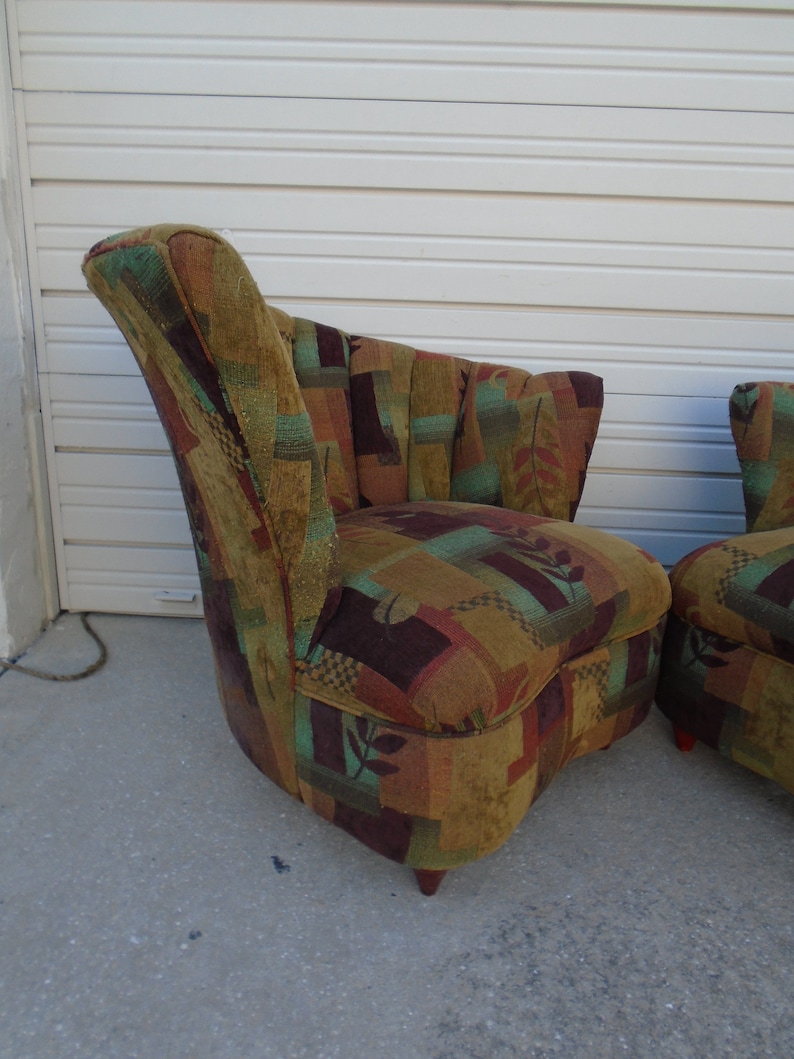 TLC Pair Asymmetrical Back Chairs Art Deco Clam Back Shell - Etsy