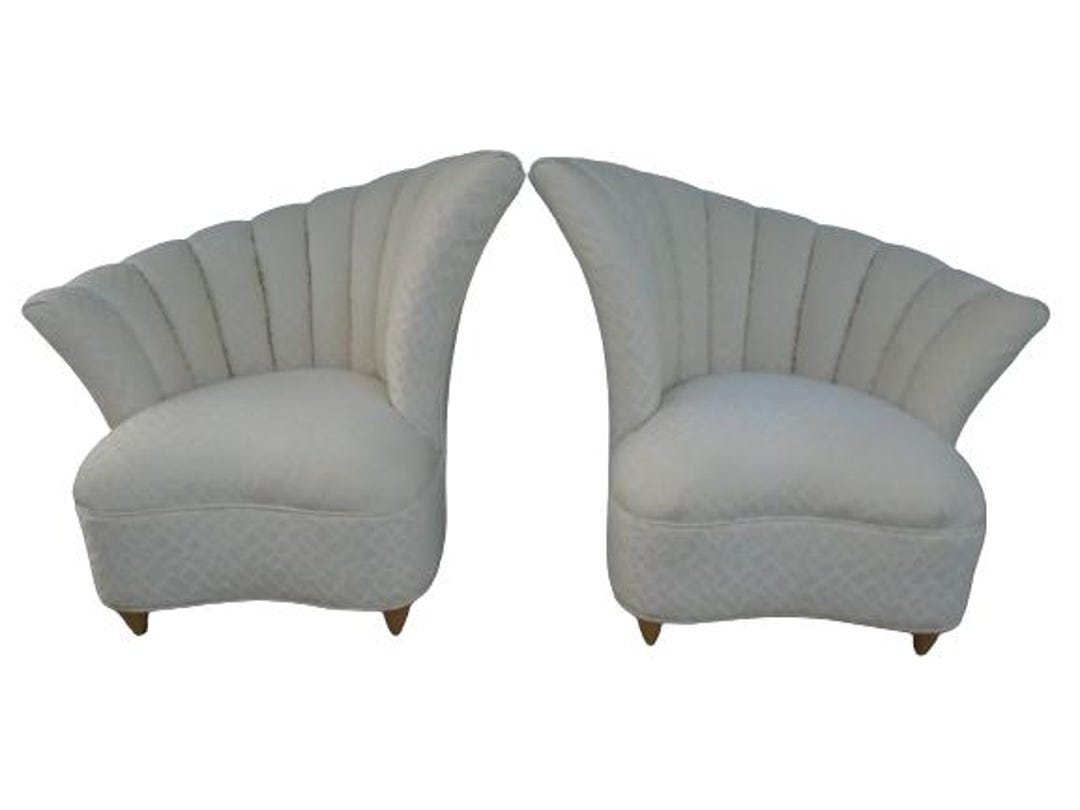 Set 2 Asymmetrical Back Chairs Art Deco Clam Back Shell Opposites ...