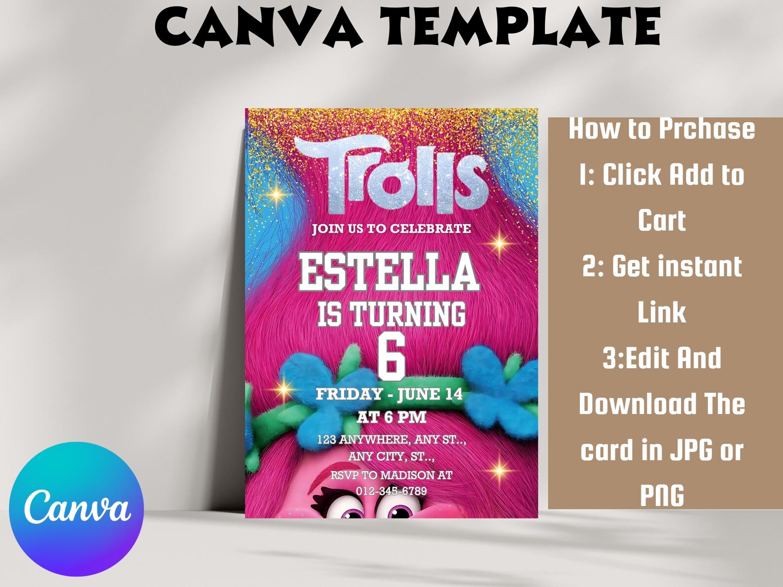 Trolls Invitation, Trolls Birthday Invite Printable, Trolls Craziest ...