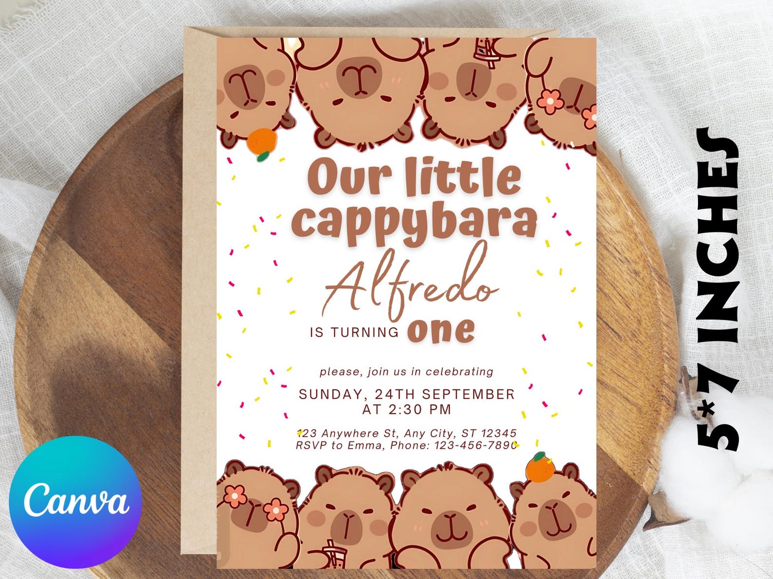 Editable Capybara Birthday Invitation, Capybara Birthday Invite ...