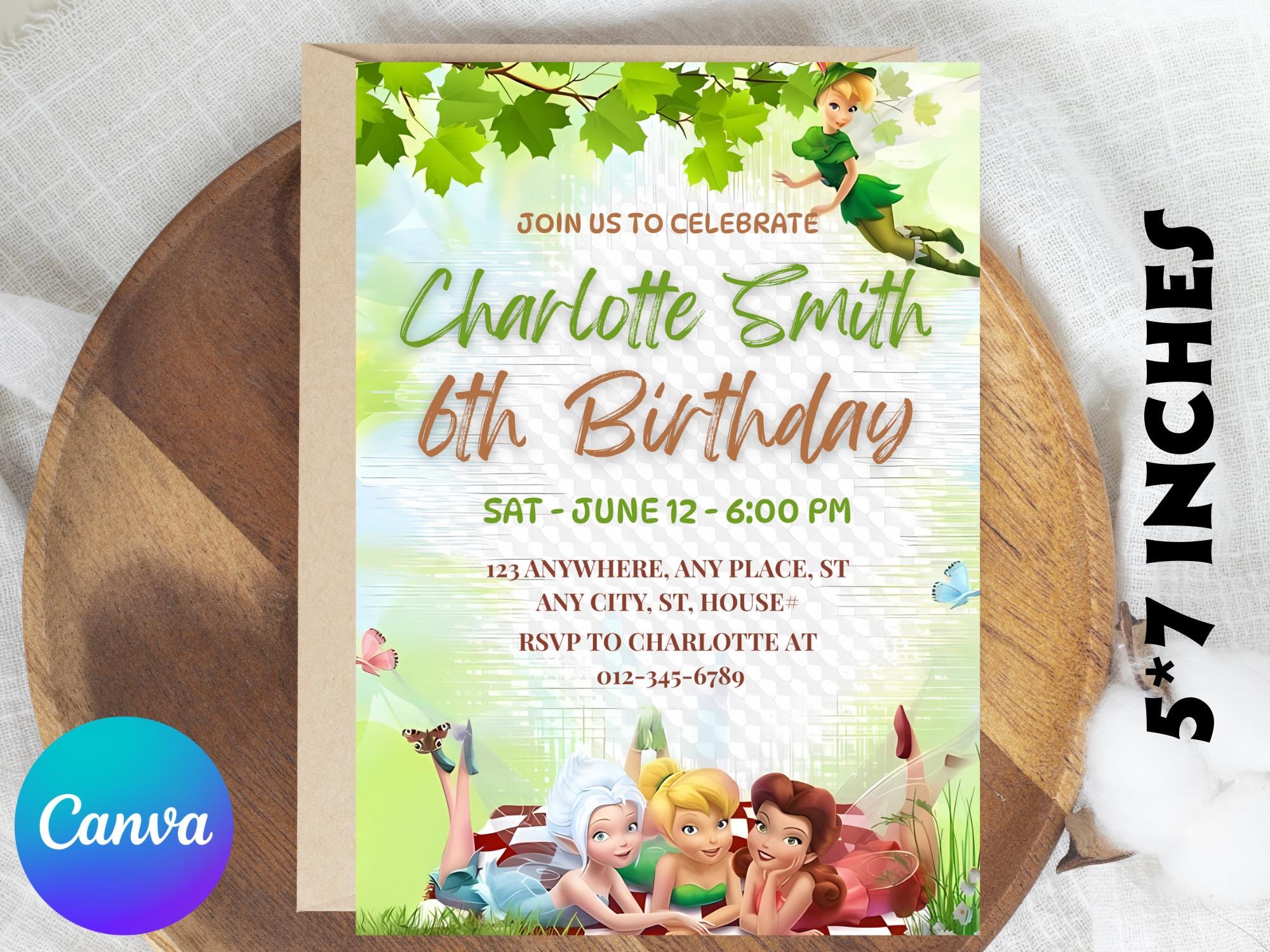 Editable Tinkerbell Birthday Invitation, Fairy Tinkbell Birthday Party ...