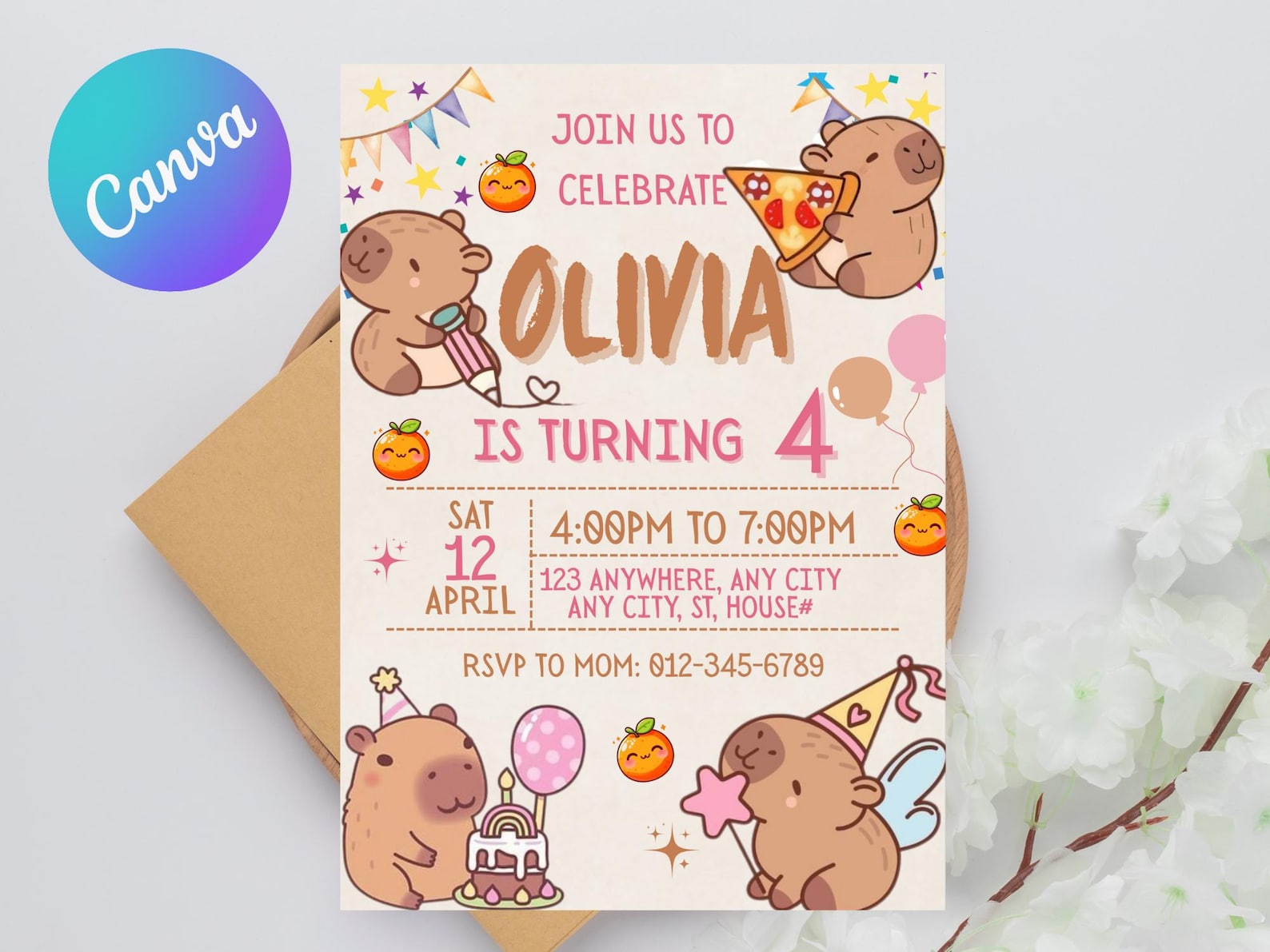 EDITABLE Capybara Invitation , Capybara Birthday , Capy Birthday ...