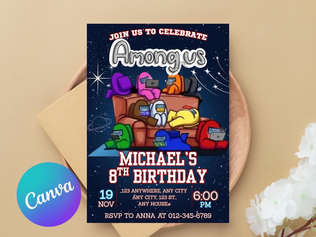 Among Us Invitation Birthday Invitation | Kids Birthday Invitation ...