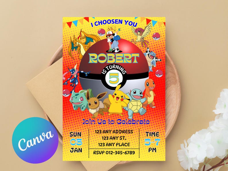 Editable Pokemon Invitation/pokemon Printable Birthday Invitation ...